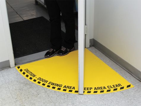 Half Swing Swing Door Floor Sign DFS100