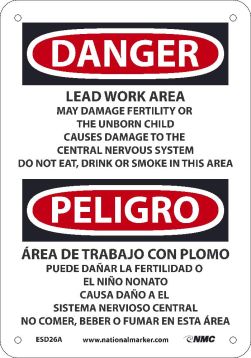 LEAD WORK AREA MAY CAUSE CANCER SIGN - BILINGUAL ()