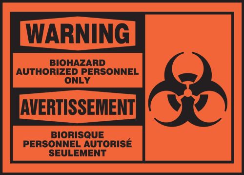 Bilingual OSHA Warning Safety Label: Biohazard - Authorized Personnel ...
