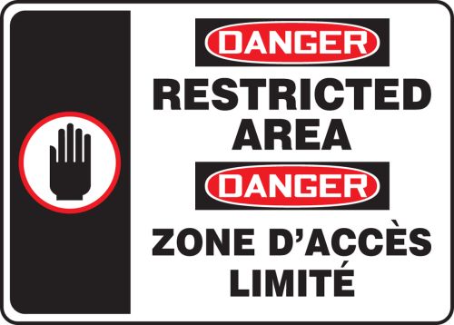 Bilingual OSHA Danger Saftey Sign; Restricted Area