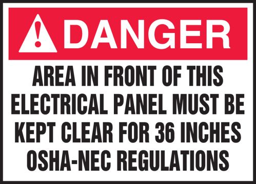 Front Of Electrical Panel Must Be Kept Clear ANSI Safety Label LELC546