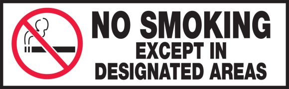 No Smoking Except In Designated Areas Safety Label LSMK526