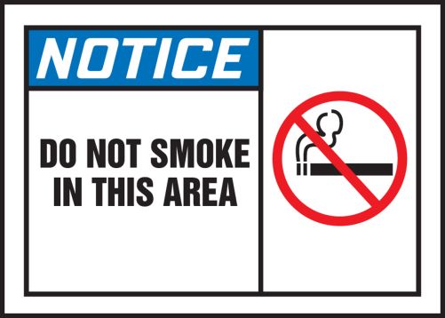 Do Not Smoke In This Area ANSI Notice Safety Label LSMK803