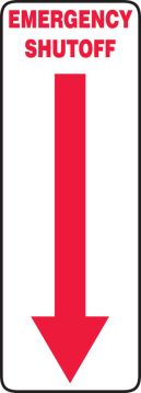Emergency Shutoff (Down Arrow) Safety Sign MEQM518