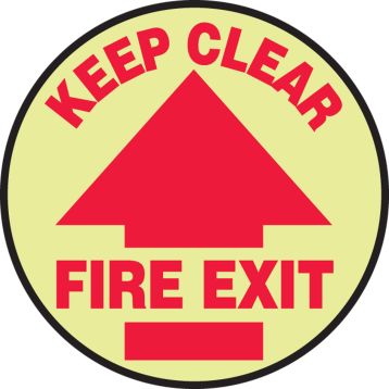 Keep Clear Fire Exit Glow-In-The-Dark Slip-Gard™ Floor Signs MFS762