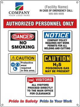 Semi-Custom Field and Site Entrance Signs: Authorized Personnel Only ...