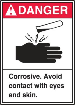 Corrosive Avoid Contact Eyes And Skin ANSI Danger Safety Label LCHL008