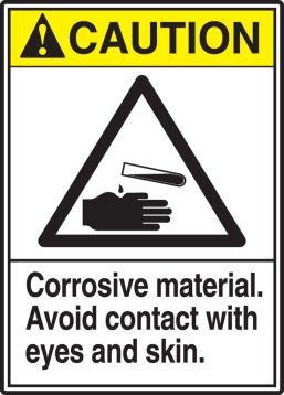 Corrosive Material Avoid Contact ANSI Caution Safety Sign