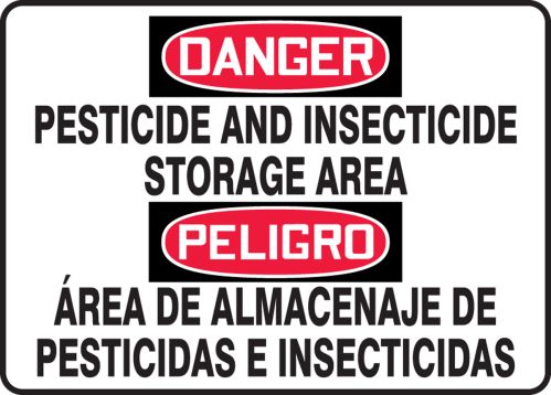 Pesticide Insecticide Area Bilingual OSHA Danger Safety Sgn SBMCAW113M
