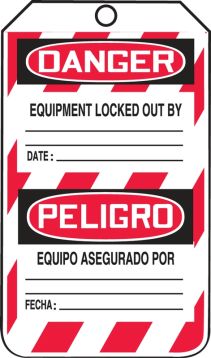 Spanish Bilingual OSHA Danger Lockout Tag: This Tag & Lock To Be ...