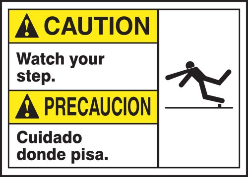 BILINGUAL ANSI SIGN - SLIPS, TRIPS, FALLS (MTAS606VS)