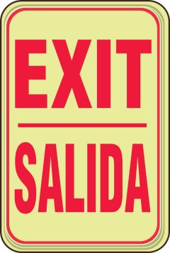 Exit Bilingual Glow-In-The-Dark Safety Sign SBPAR720