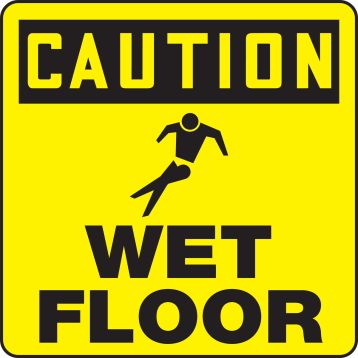 OSHA Caution Sign Holder Labels: Wet Floors (PFC632)