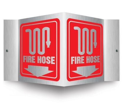 Brushed Aluminum 3D Projection™ Signs: Fire Hose (PSM310)