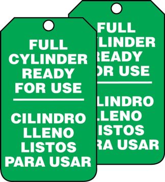Full Cylinder Ready For Use Cylinder Status Bilingual Safety SBMGT203
