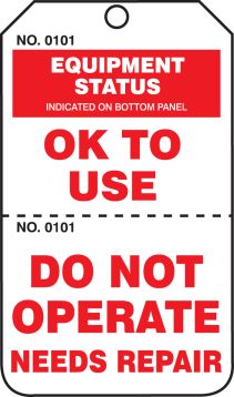 Perforated OK To Use/Do Not Operate Needs Repair Safety Tag TPP204