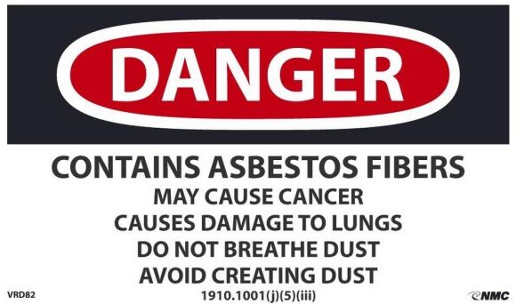 OSHA Danger Safety Label: Contains Asbestos Fibers May Cause Damage to ...