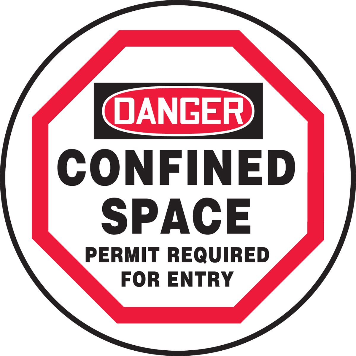 Confined Space Permit Required Entry OSHA Danger Manhole Cover Sign