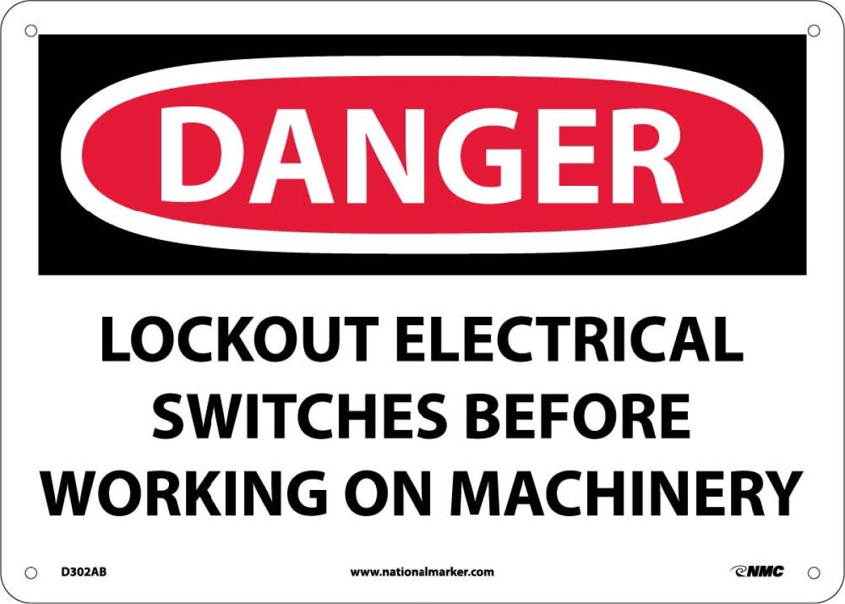 DANGER LOCKOUT ELECTRICAL BEFORE WORKING SIGN (D302R)