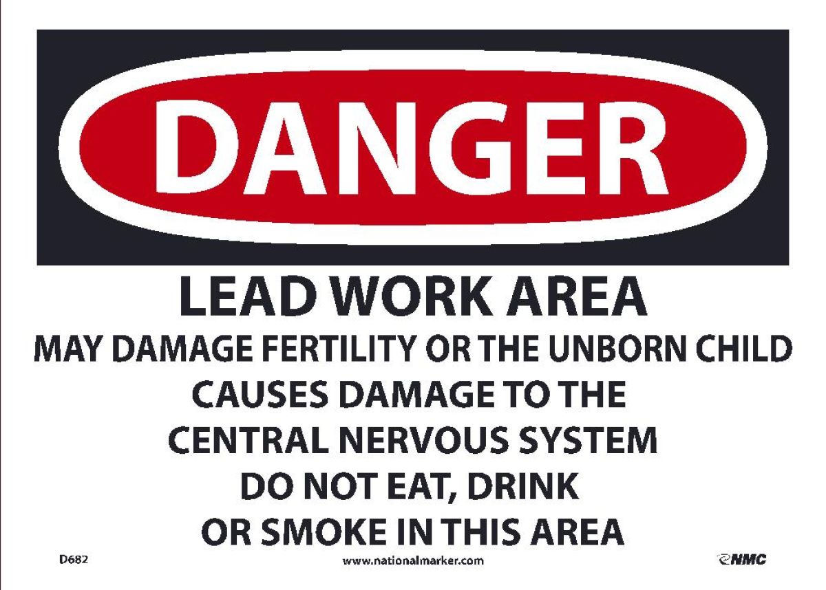 DANGER LEAD WORK AREA SIGN, OSHA (D682)