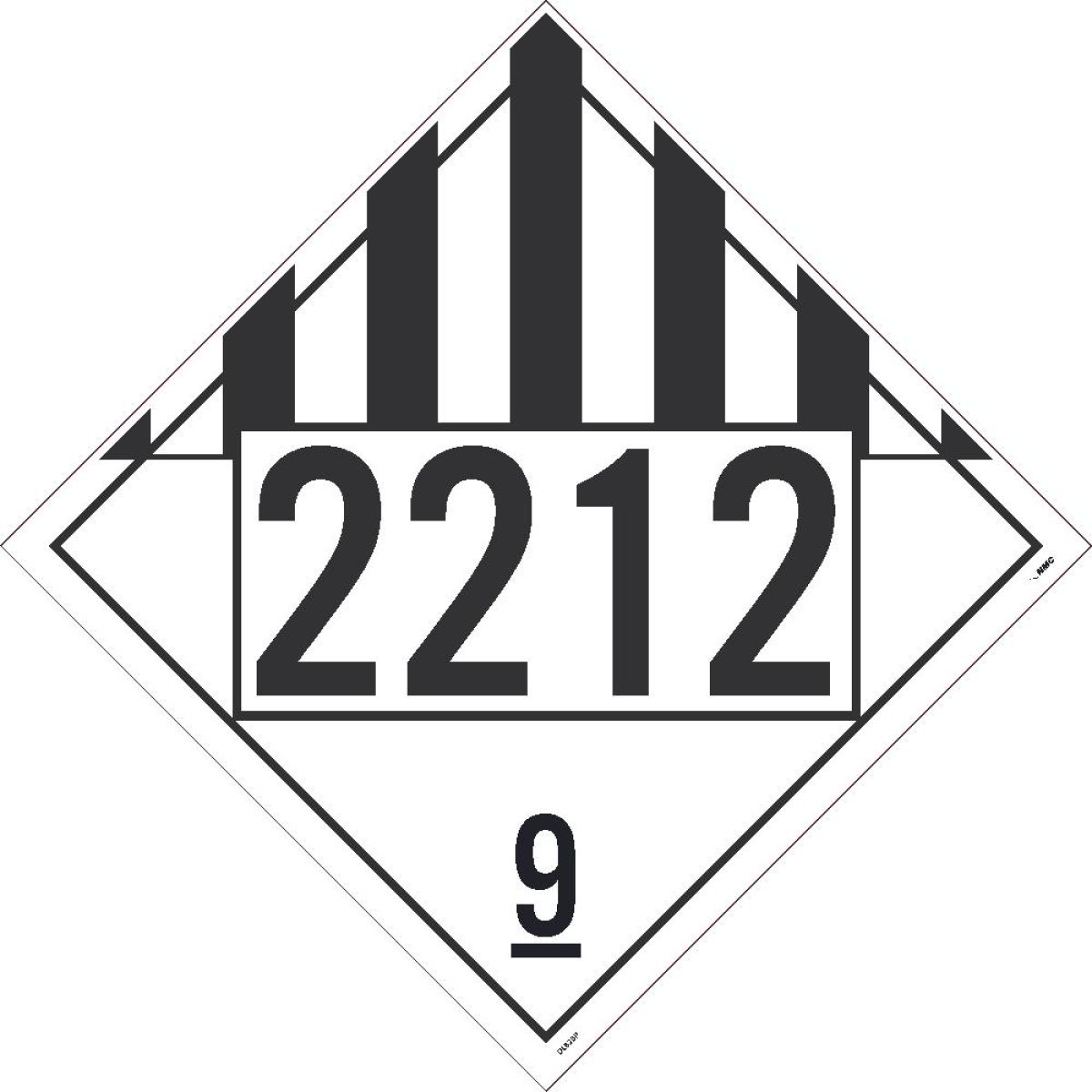 2212 9 DANGEROUS GOODS DOT PLACARD SIGN (DL82BTB)