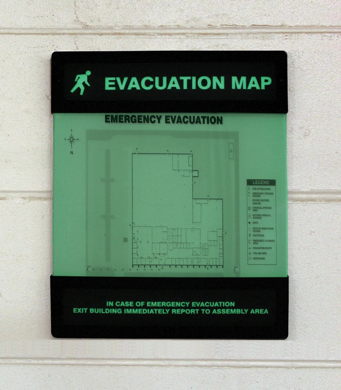 Evacuation Map (Holder 2 Preassembled) Glow-In-The-Dark Safety Sign