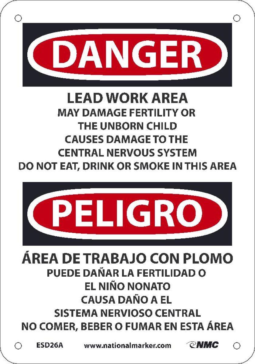 LEAD WORK AREA MAY CAUSE CANCER SIGN - BILINGUAL ()