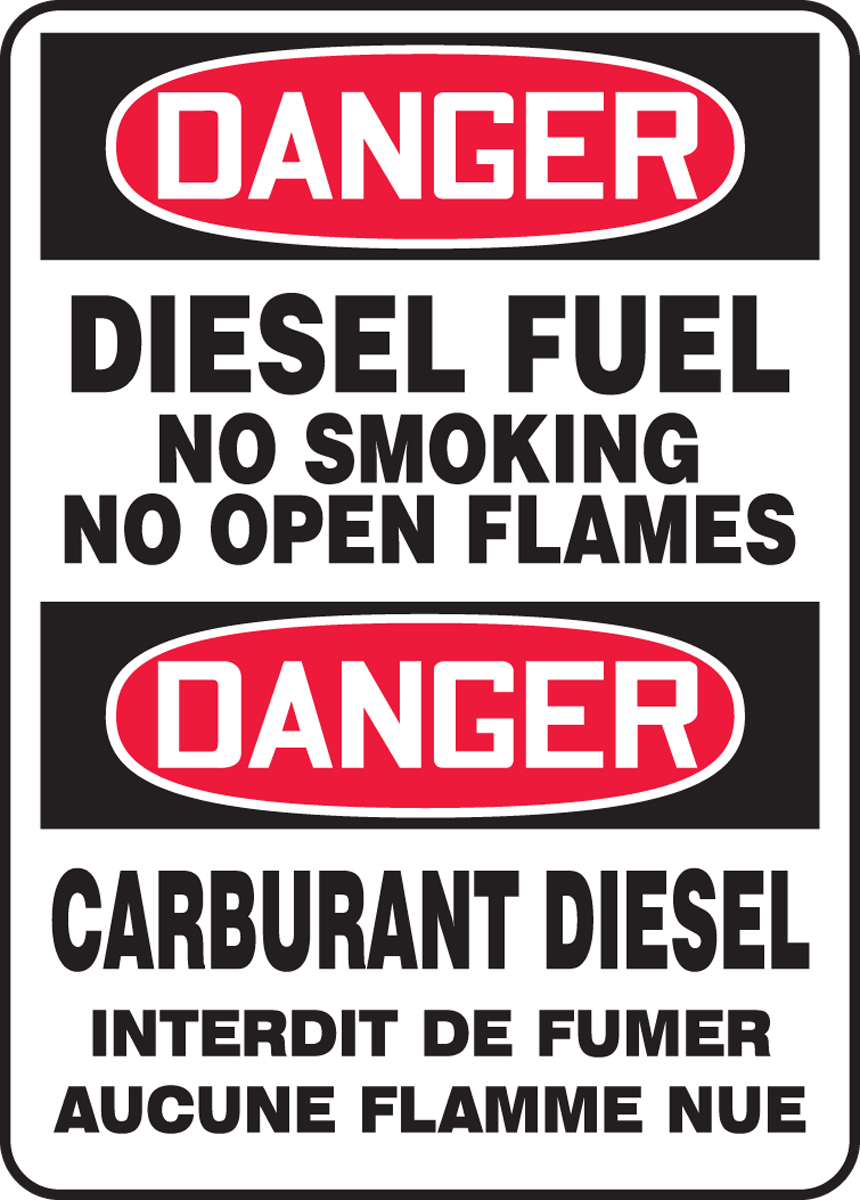 Diesel Fuel No Smoking French OSHA Danger Sign FBMCHL270