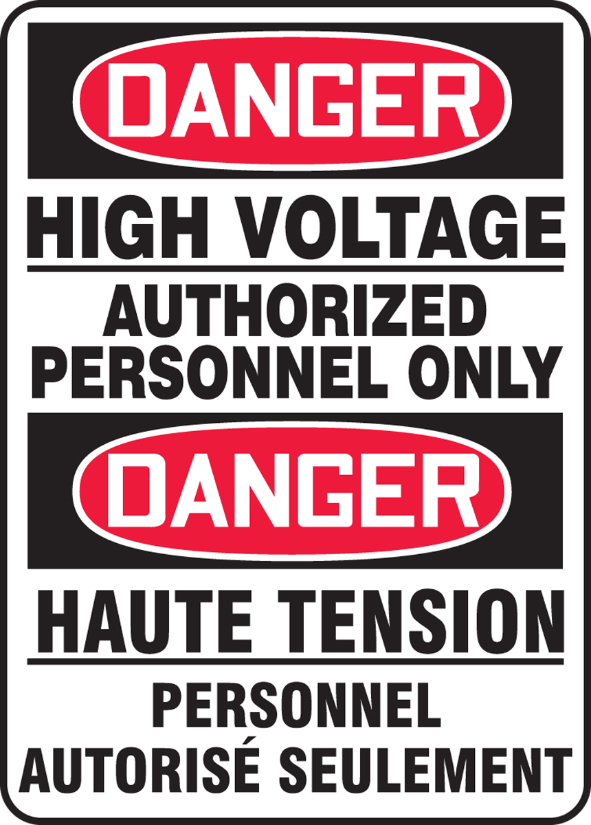 High Voltage Authorized Personnel Only French OSHA Danger FBMELC187