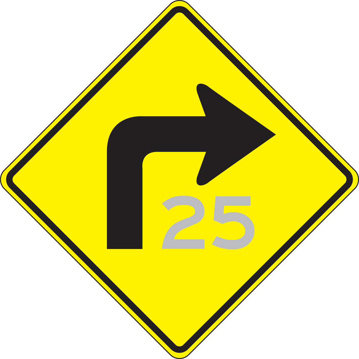 Right Turn Advisory Speed Semi Custom Direction Sign FRW279