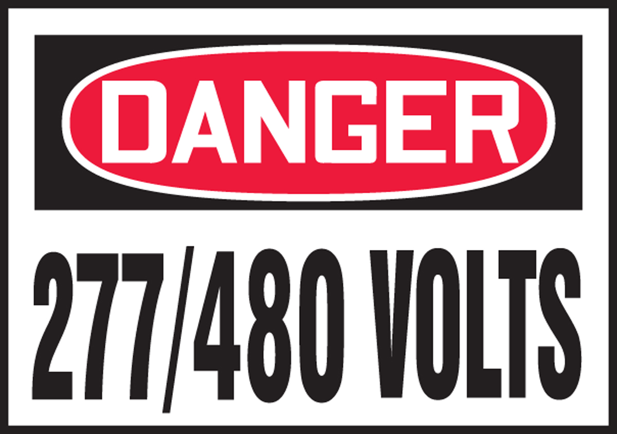 277 480 Volts OSHA Danger Safety Label LELC161 277 480 Volts OSHA Danger Safety Label LELC161