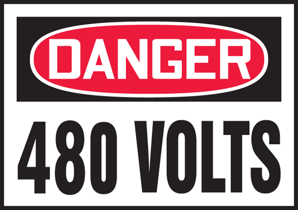 480 Volts OSHA Danger Safety Label LELC164 480 Volts OSHA Danger Safety Label LELC164