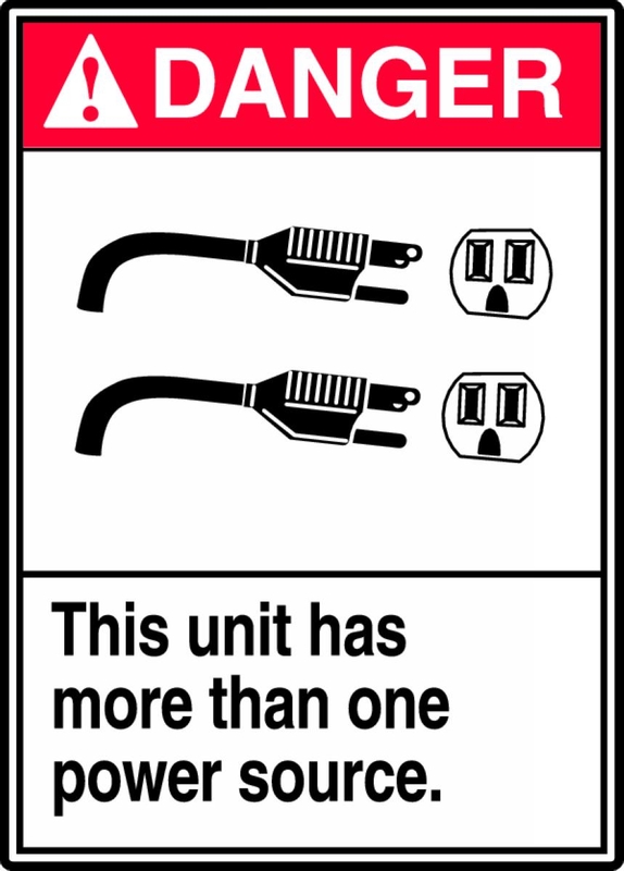 Unit Has More Than One Power Source ANSI Danger Safety Label LELC637