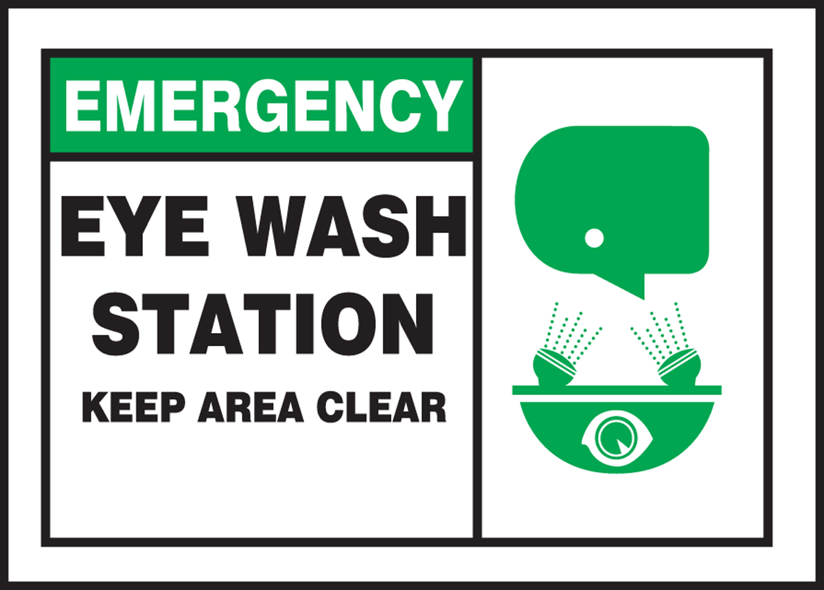 Eye Wash Station Keep Area Clear Emergency Safety Label LFSD904