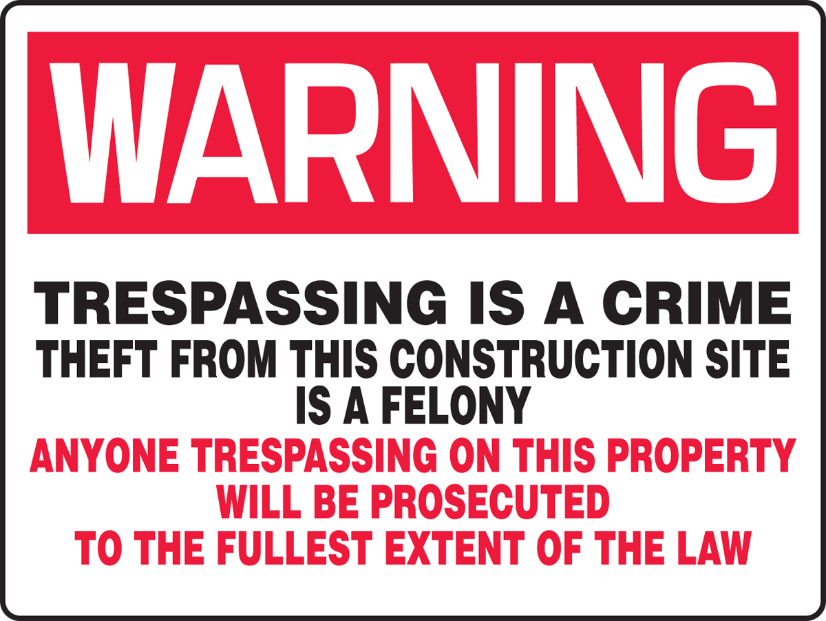 Warning Trespassing Is A Crime BIGSigns™ Warning Safety Sign MADM956