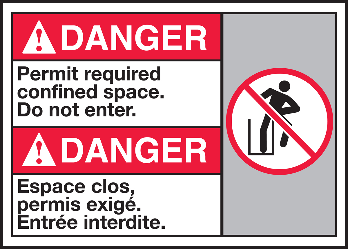 Permit Required Confined Space Do Not Enter Bilingual ANSI Danger Sign