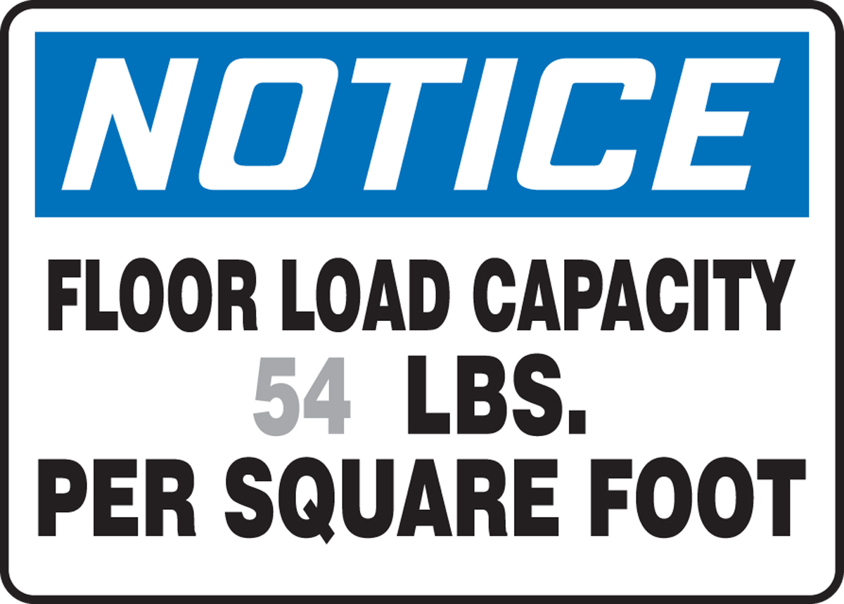 Semi-Custom OSHA Notice Safety Sign: Floor Load Capacity _ LBS. Per ...