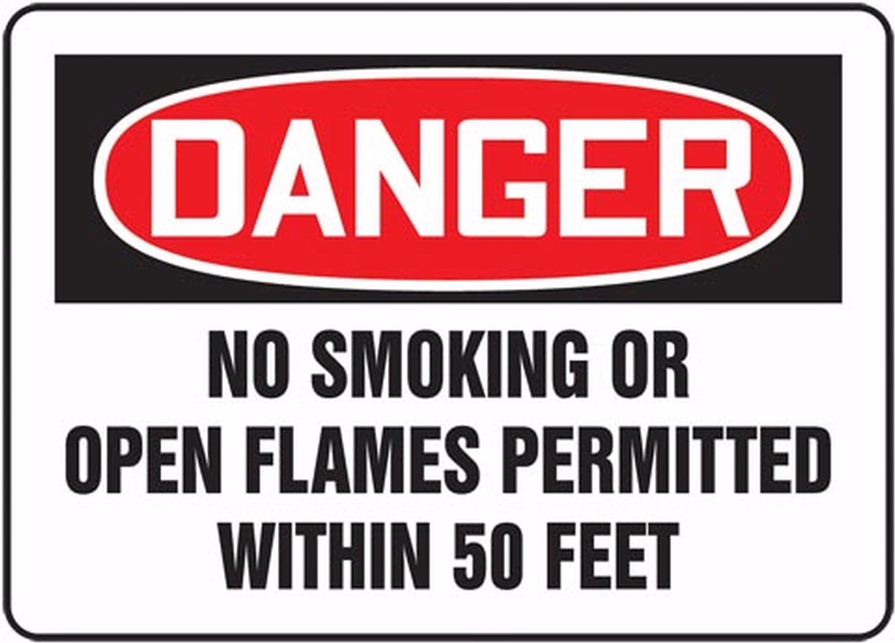 No Smoking Or Open Flames Permitted OSHA Danger Safety Sign MCHL154