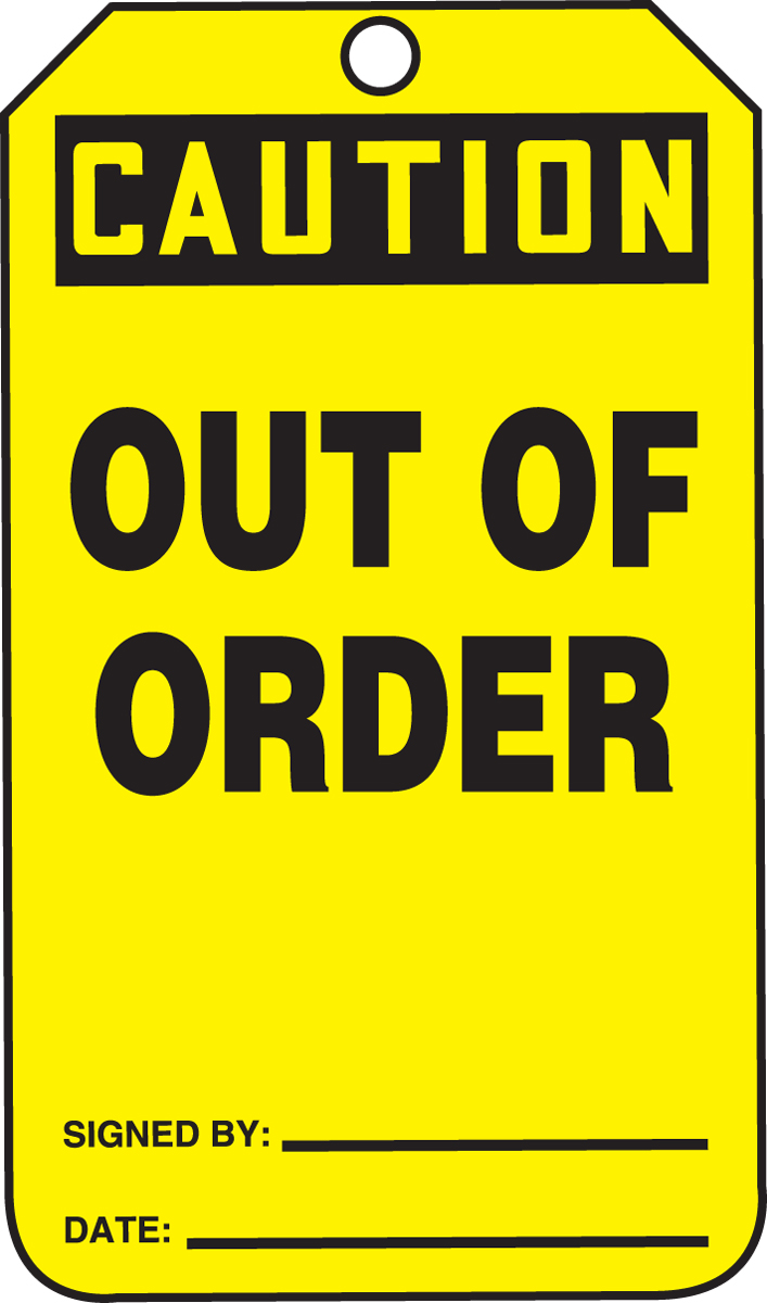 Out Of Order Jumbo OSHA Caution Safety Tag MDT674