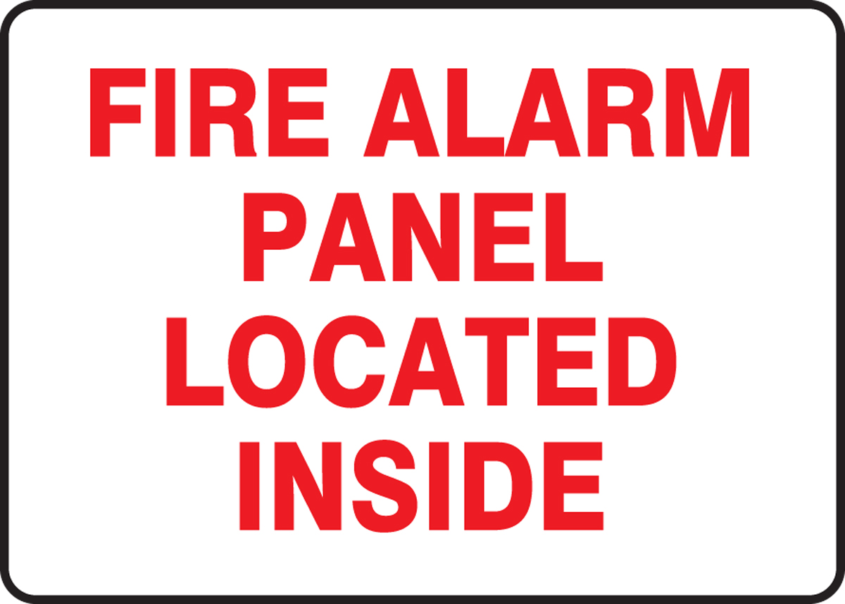 Fire Alarm Panel Located Inside Safety Sign MEXG528