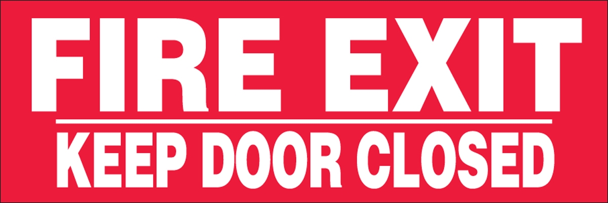 Fire Exit Keep Door Closed (4 inch x 12 inch) Safety Sign MEXT456
