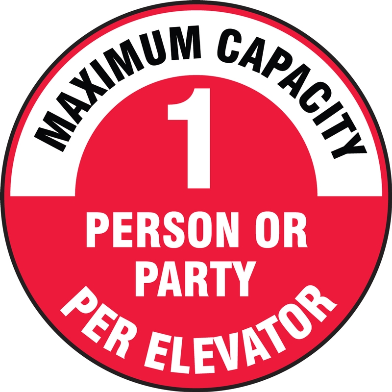Carpet Decal: Maximum Capacity 1 Person or Party Per Elevator (MFC115BU)