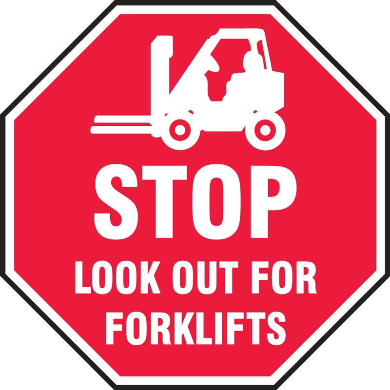 Stop Look Out For Forklifts Slip-Gard™ Floor Sign MFS320