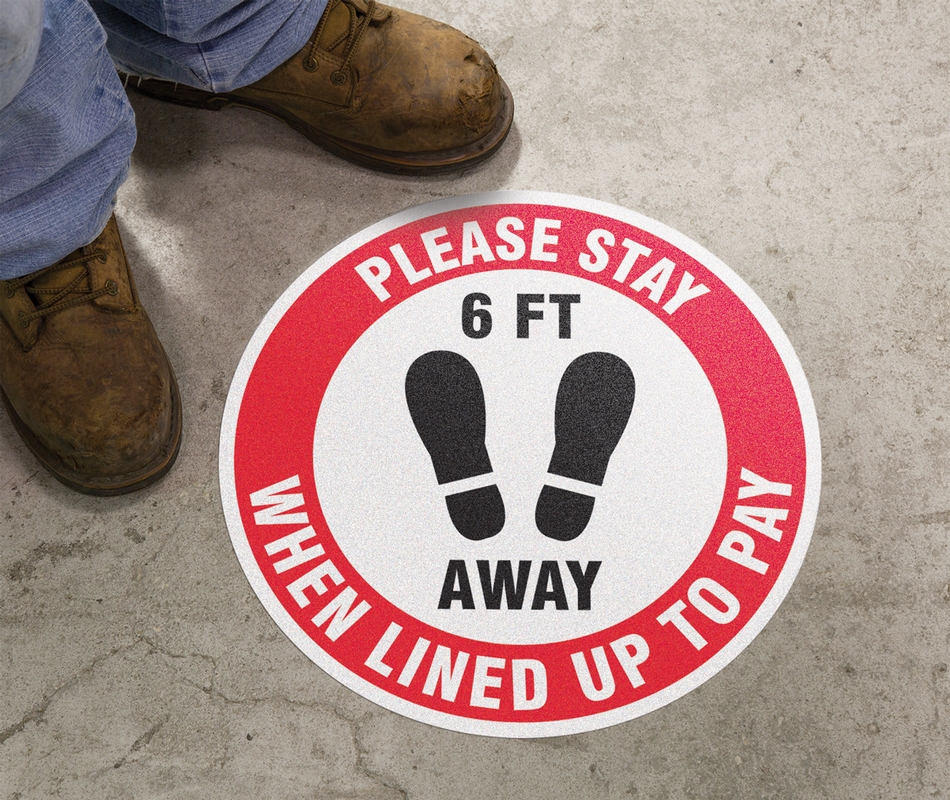 Please Stay 6FT Away Slip-Gard™ Floor Sign | Accuform