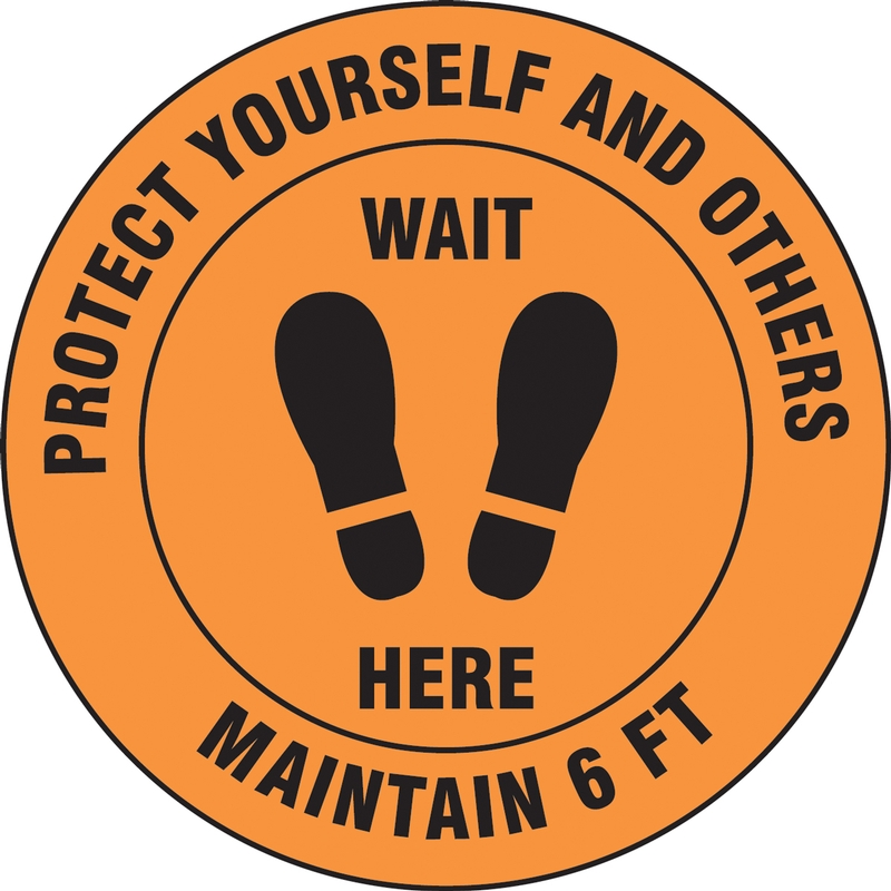 Slip-Gard™ Floor Sign: Protect Yourself And Others Wait Here Maintain 6 ...