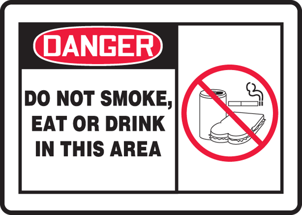 Do Not Smoke Eat Or Drink In This Area OSHA Danger Safety Sign MSMK013