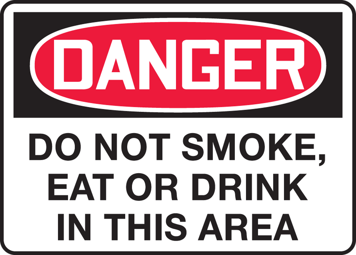 Do Not Smoke, Eat Or Drink In This Area OSHA Safety Sign MSMK106