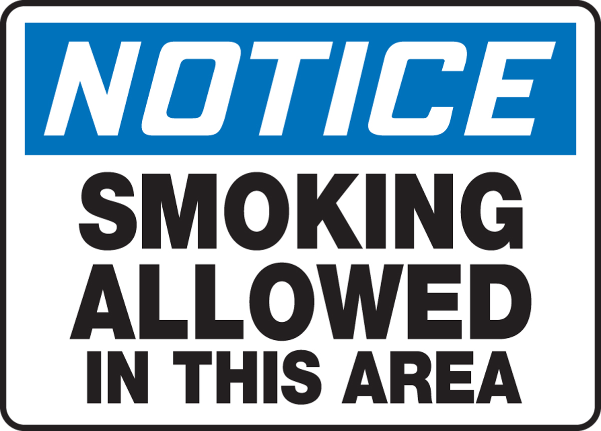 Smoking Allowed In This Area OSHA Notice Safety Sign MSMK806