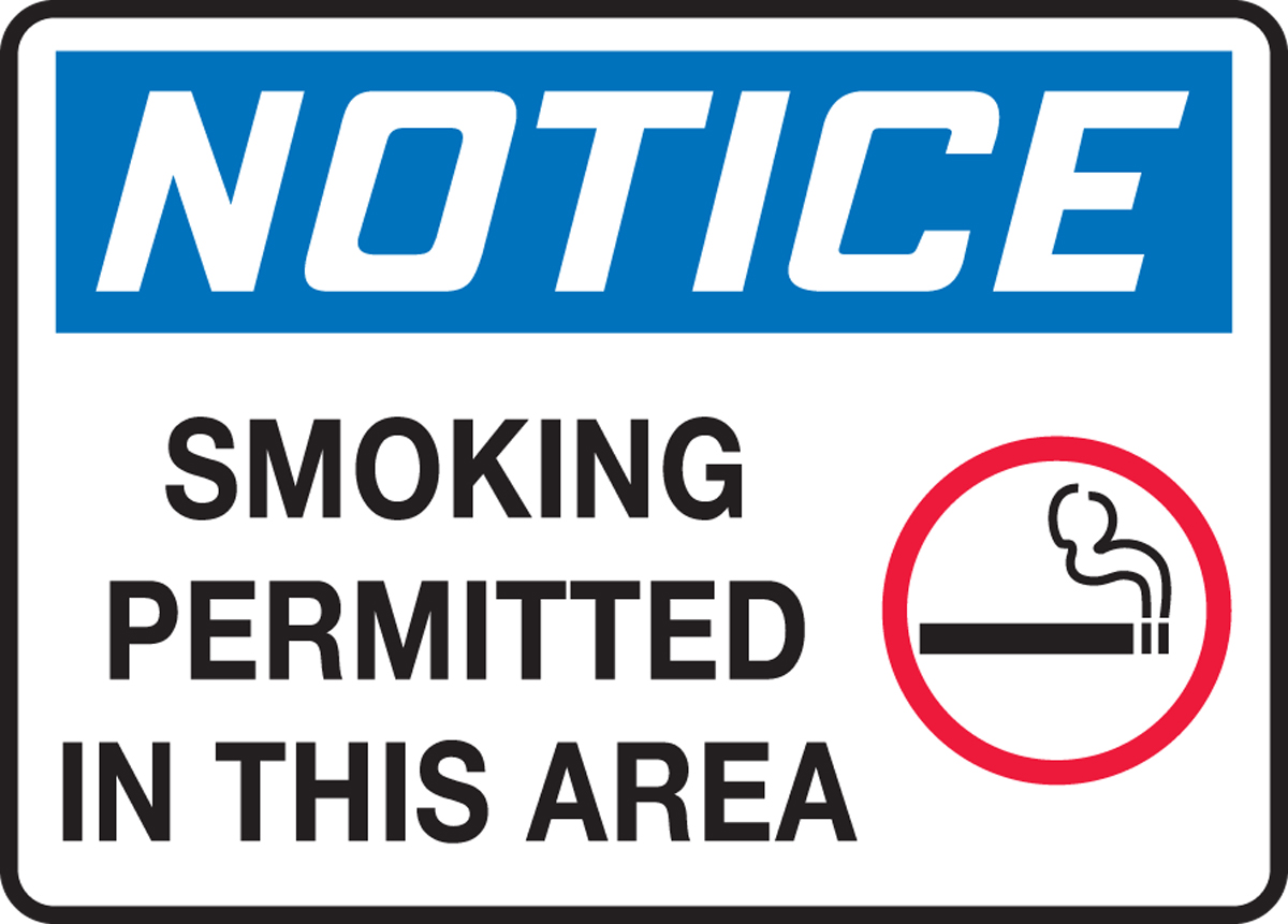 Smoking Permitted In This Area OSHA Notice Safety Sign MSMK814