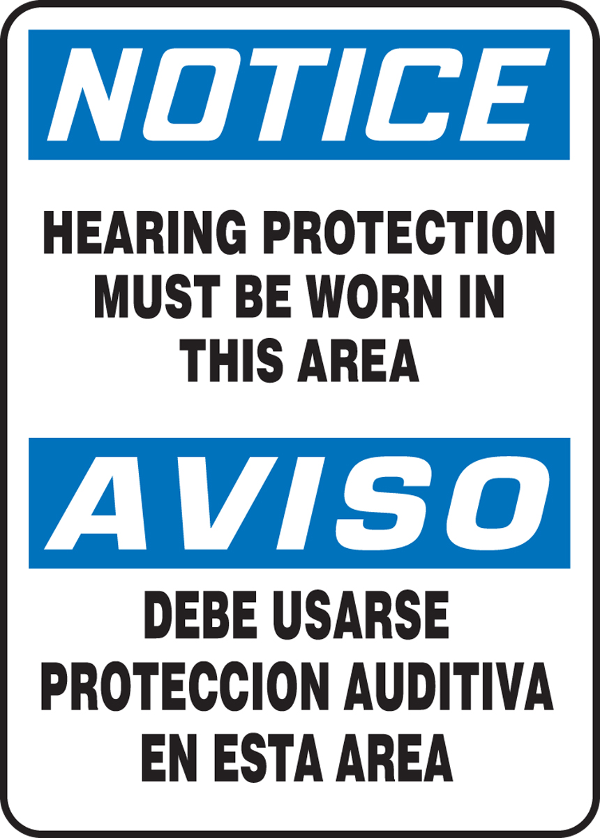 Hearing Protection Must Bilingual OSHA Notice Safety Signs SBMPPA808
